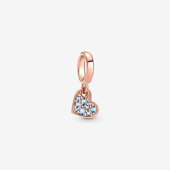Pandora | Jewelry | Pandora Light Blue Pav Tilted Heart Dangle Charm ...